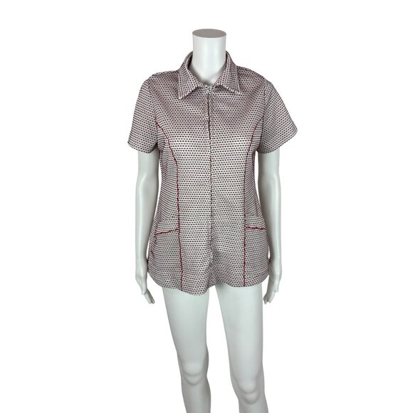 Vintage | Tops | Vintage 7s Waitress Top Womens Large Dotted Red Blue ...